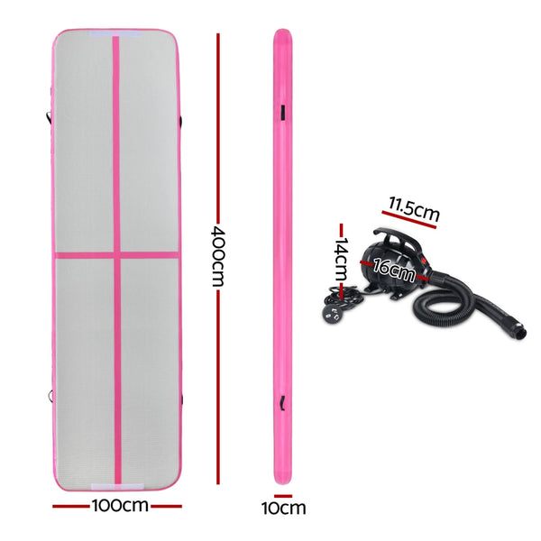 Everfit 4X1M Airtrack Inflatable Air Track Tumbling Mat W/Pump Floor G