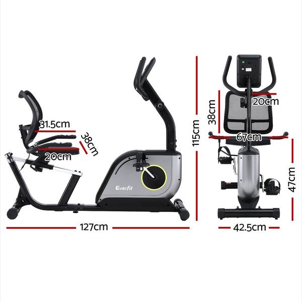 Everfit Recumbent Exercise Bike Magnetic Cycling Mesh Chair 120kg Load